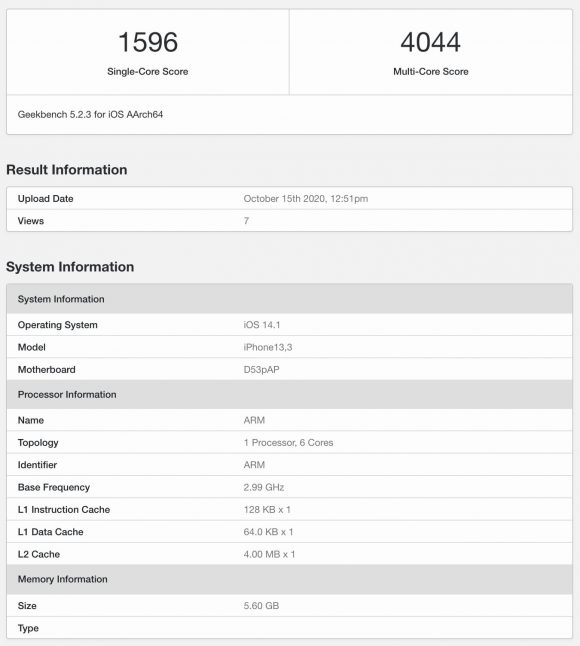 iPhone 12 Pro протестировали в Geekbench. Он на 25% мощнее, чем 11 Pro